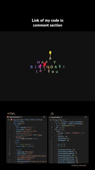 happy birthday code for you programming html css javascript code