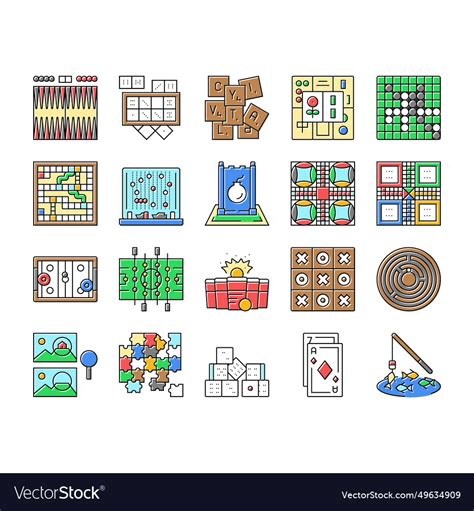 Game Table Play Board Icons Set Royalty Free Vector Image