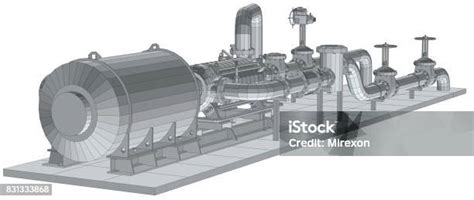 산업용 펌프입니다 와이어프레임입니다 Eps10 형식입니다 3d 벡터 렌더링 와이어 프레임 모델에 대한 스톡 벡터 아트 및 기타 이미지 와이어 프레임 모델 오일펌프 3