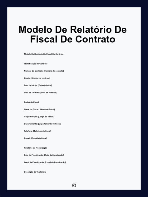 Modelo De Relatório De Fiscal De Contrato