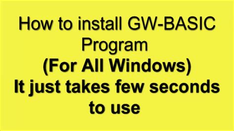 How To Install And Run Gw Basic Online Free Classes Computer Gw Basic