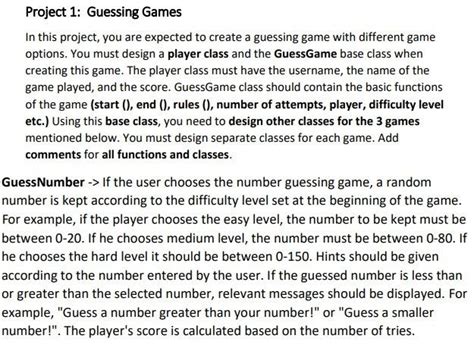 Solved Project 1 Guessing Games In This Project You Are