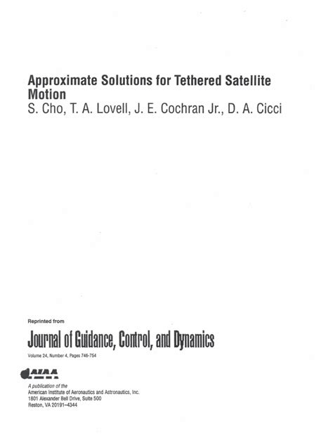 Pdf Approximate Solutions For Tethered Satellite Motion