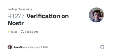 verification on nostr · nostr protocol nips · discussion 1277 r nostr