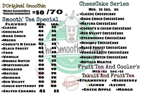 Heres Our Menu 😋 The Smootea Time