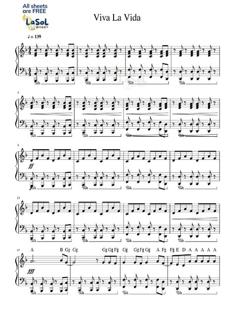 Viva La Vida Coldplay Piano Sheet Music [free Pdf]