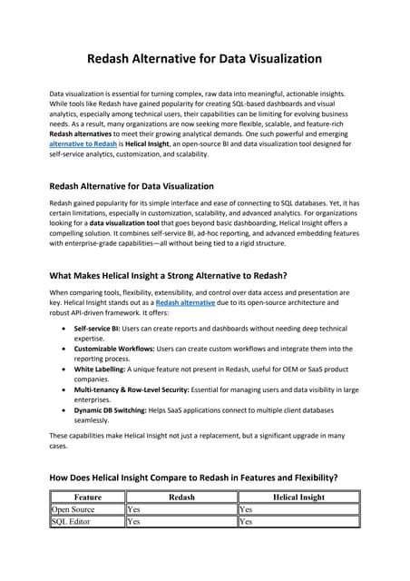 Redash Alternative For Data Visualizationpdf