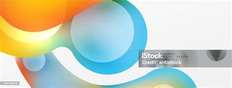 유체 추상적 인 배경 액체 색상 구배 조성 벽지 배너 배경 또는 착륙을위한 둥근 모양과 원형 흐름 디자인 벡터에 대한 스톡 벡터