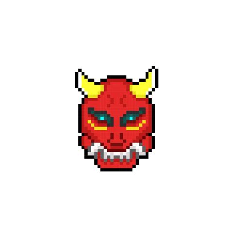 Red Devil Head In Pixel Art Style 21660124 Vector Art At Vecteezy