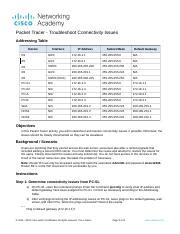Troubleshooting Connectivity Issues In Packet Tracer Course Hero