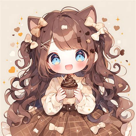 Premium Photo Cute Anime Girl With Brown Hair And Cat Ears Holding A
