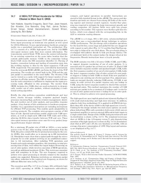 pdf a 10ghz tcp offload accelerator for 10gb s ethernet in 90nm dual