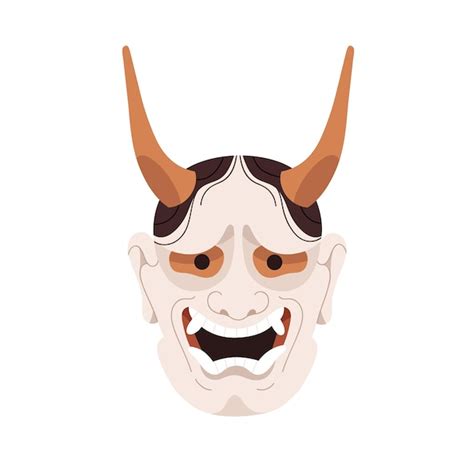 일본 가부키 극장의 일본 악마 노 가면 Hannya 악마는 화난 감정 뿔 송곳니 이빨로 얼굴을 보입니다 아시아 연극