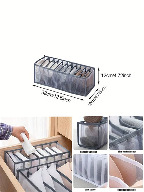 Pc Grid Storage Bag Simple Mesh Underwear Sock Clothes Separator Box Suitable For