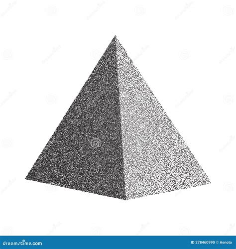 Vector Halftone Stippled Geometric Figure Illustration 3d Quadrangular Pyramid Stock Vector