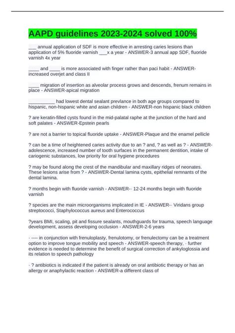 Aapd Guidelines Solved 100 Aapd Stuvia Us