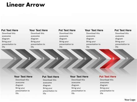 Editable Ppt Theme Linear Arrows States Diagram Project Management
