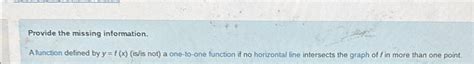 Solved Provide The Missing Informationafunction Defined By
