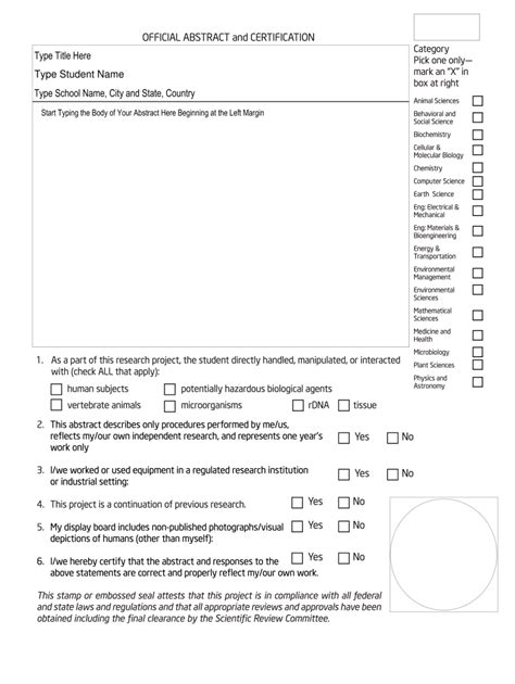 Isef Abstract Fillable Form Printable Forms Free Online