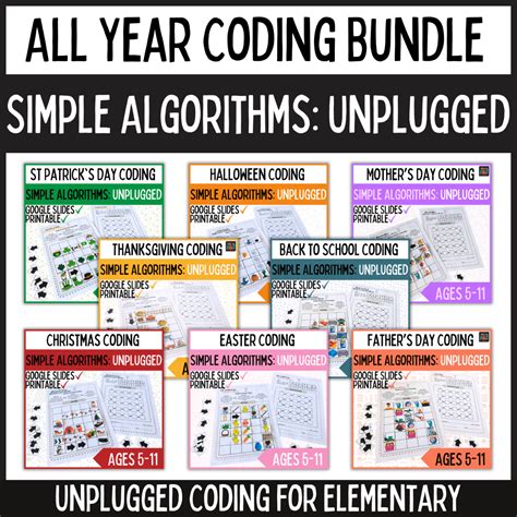 simple algorithms bundle seasonal unplugged coding activity launchpad