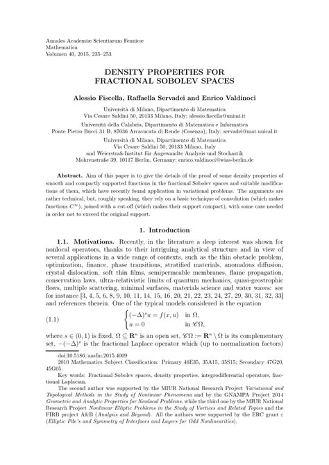 Pdf Density Properties For Fractional Sobolev Spaces