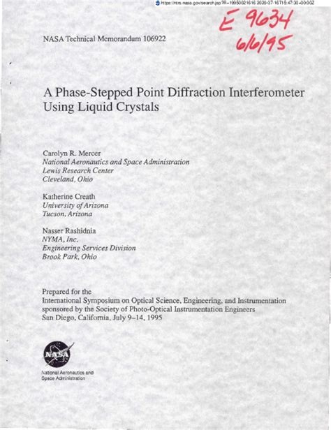 Pdf Phase Stepped Point Diffraction Interferometer Using Liquid Crystals