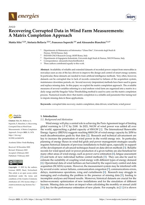 pdf recovering corrupted data in wind farm measurements a matrix