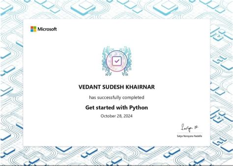 Vedant Khairnar On Linkedin Microsoftcertified Python Programming