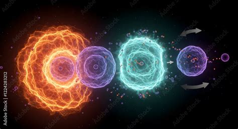 Nuclear Fusion Process Energy Animation Science Visualization Stock