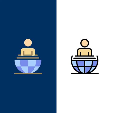 Global Process Business International Modern Icons Flat And Line Filled Icon Set Vector Blue