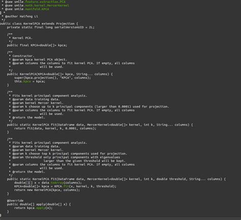 MercerKernel And Kernel PCA Using Smile In Java Stack Overflow