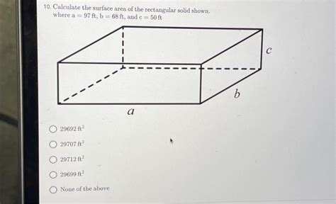 Solved Calculate The Surface Area Of The Rectangular Chegg