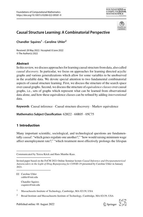 pdf causal structure learning a combinatorial perspective