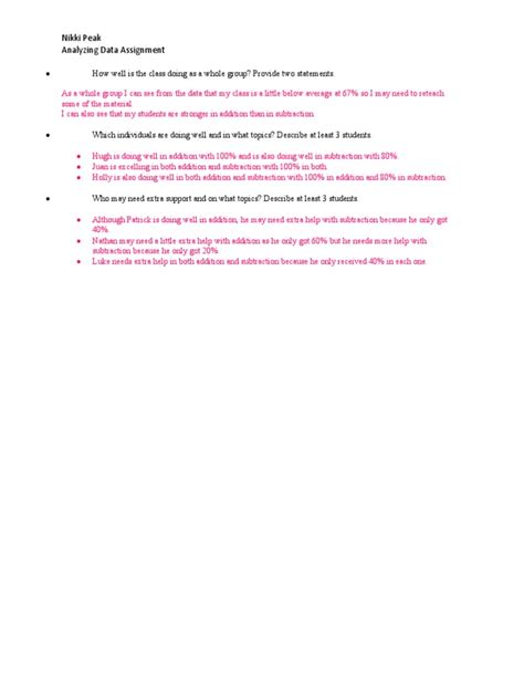 Analyzing Data Assignment Pdf