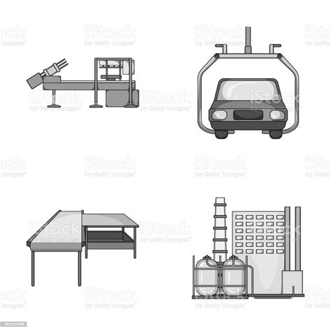 디자인에 대 한 설정된 컬렉션에 흑백 아이콘 장비 및 기계 공장 벡터 기호 재고 웹 일러스트 레이 션의 기술 진행 0명에 대한 스톡 벡터 아트 및 기타 이미지 Istock