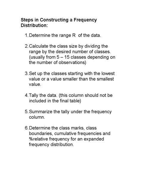 Steps In Constructing A Frequency Distribution Pdf Statistical