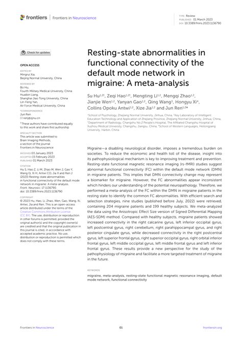 Pdf Resting State Abnormalities In Functional Connectivity Of The Default Mode Network In