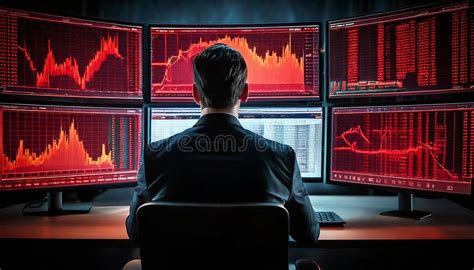 Stock Trader Reacts To Market Crash On Computer Screens Stock
