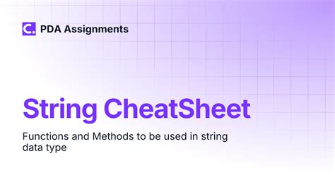 String Cheatsheet Pda Assignments