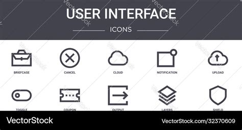 User Interface Concept Line Icons Set Contains Vector Image