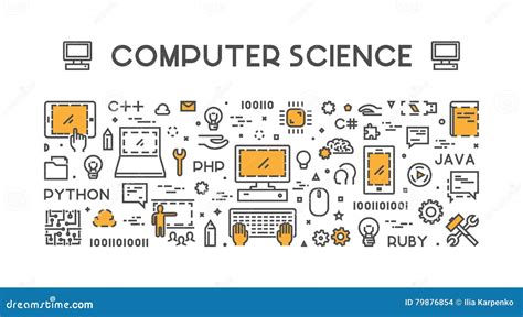 Computer Science Concept In Flat Style Design Vector Illustration