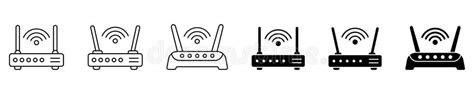 Router Icons Set Router Related Signal Icon Wifi Router Stock Vector