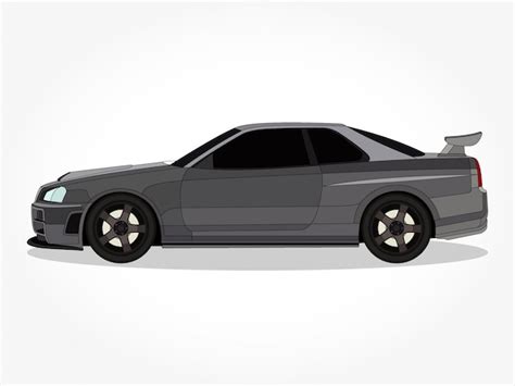 검은 선과 그림자 효과와 플랫 컬러 Suv 자동차 만화 일러스트 레이 션의 자세한 몸과 테두리 프리미엄 벡터