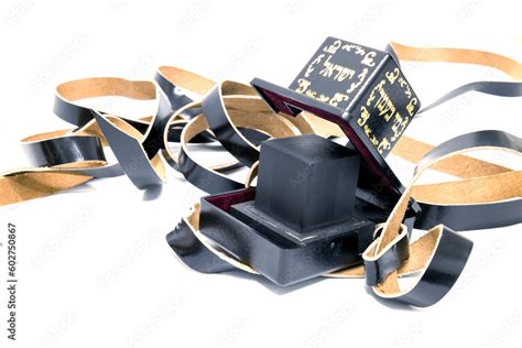 Tefillin Or Phylacteries Pair Of Black Leather Boxes For The Arm And