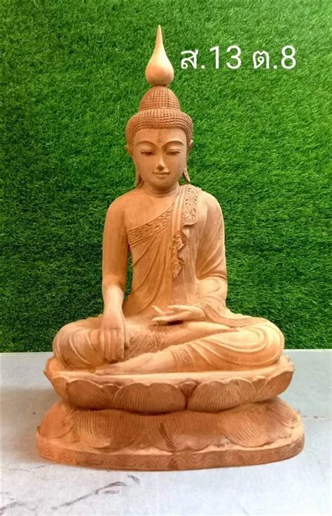 พระบูชาไม้สักทองแกะสลัก หน้าตัก8นิ้ว พระไม้แกะสลัก โดยร้านวังโบราณ อ บางบัวทอง จ นนทบุรี รหัส