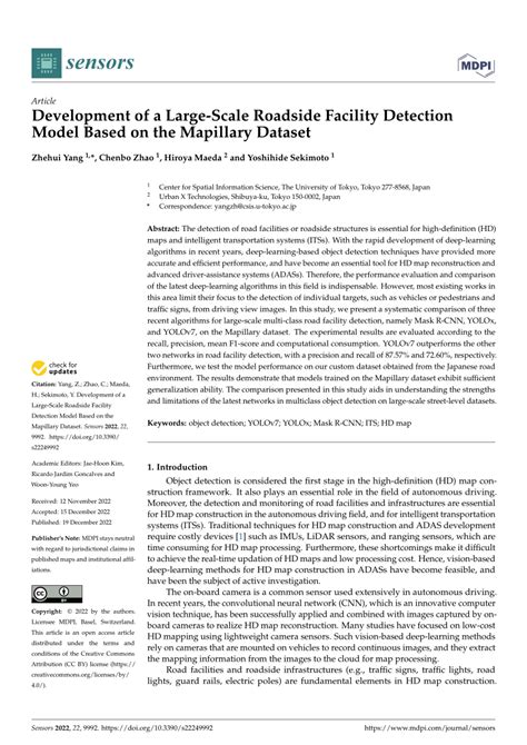 Pdf Development Of A Large Scale Roadside Facility Detection Model Based On The Mapillary Dataset