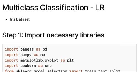 multiclass classification lr iris dataset notebook by saurabh singh