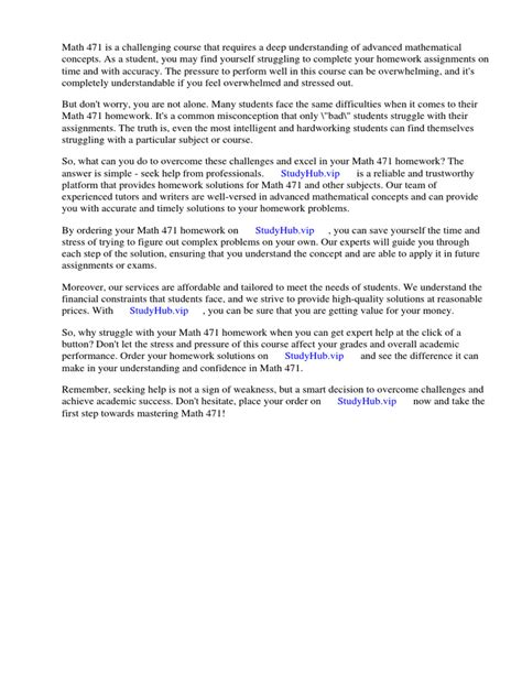 Homework Solutions For Math 471 Pdf Homework Mathematics