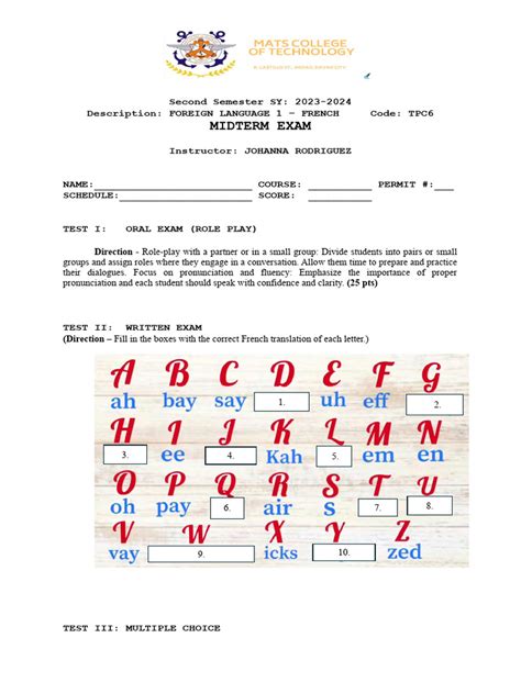 Midterm Exam Test Sheet Pdf Linguistics Human Communication