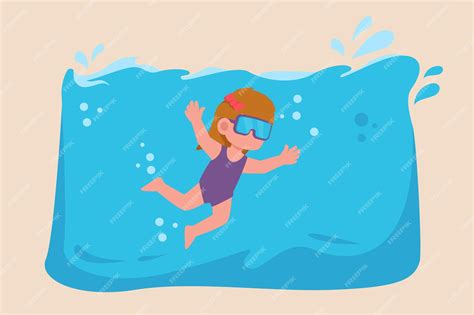 Menina Feliz Nadando Em Uma Piscina Conceito De Pólo Aquático